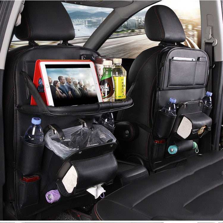 PU Leather Car Storage Bag Multifunction Seat Back Tray Hanging Bag Wa ...
